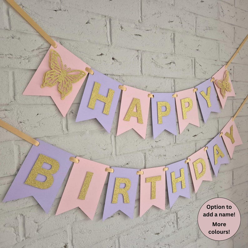 Butterfly Birthday Banner, Butterfly Birthday Party Decor, - Etsy