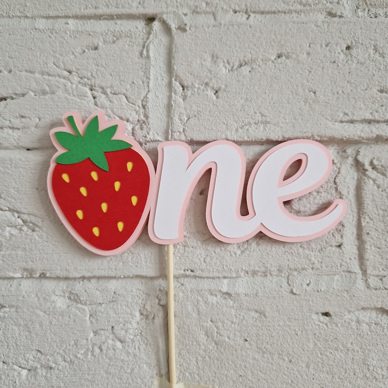 Strawberry First Birthday Cake Topper: Berry One Party Decor - Etsy ...