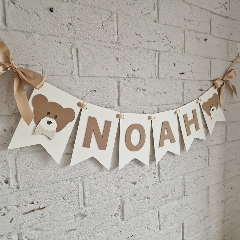 Teddy Bear Birthday Name Banner, Beary First Birthday Party Decor ...