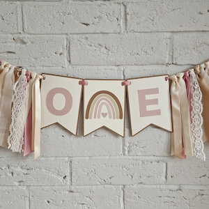 Boho Rainbow Highchair Banner, 1st Birthday Boho Birthday Decorations ...
