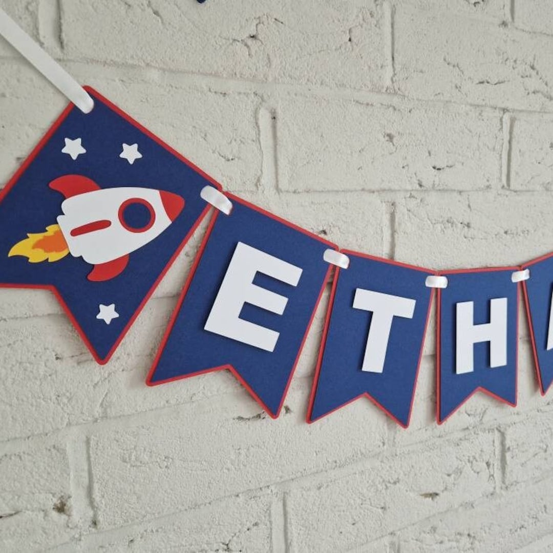 Space Theme Party Personalized Name Banner First Trip Around - Etsy