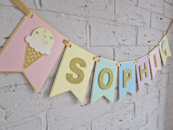 Ice Cream Birthday Party Name Banner Ice Cream Decor Ice - Etsy UK