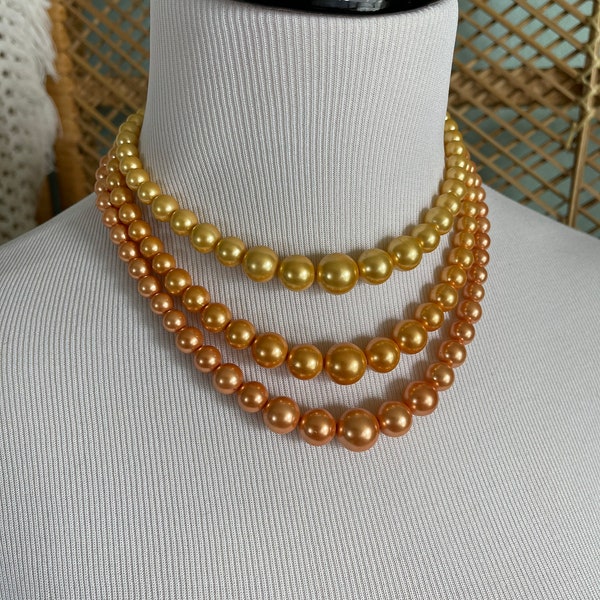 Three Tier Pearl Necklace - Etsy