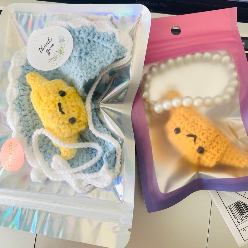 Crochet Croissant Keychain Food Keychain Handmade Keychain and Bag ...