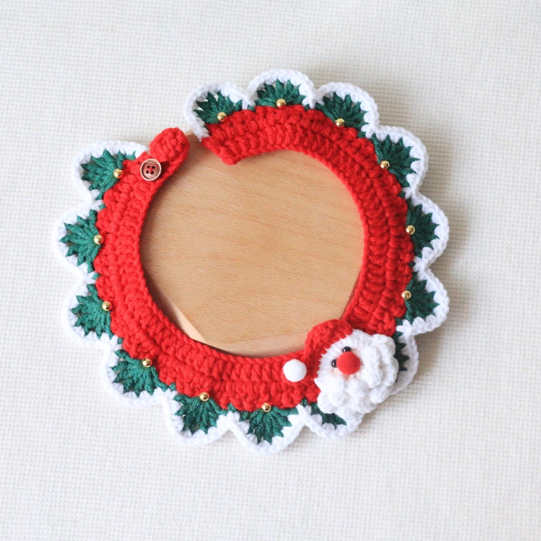 Christmas Crochet Red Collar Santa Claus Collar Cat and Dog Collar Cat ...