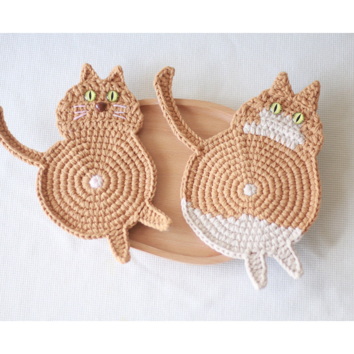 Cat Coasters Set Crochet Coasters Cat Coasters Modern Coasters - Etsy