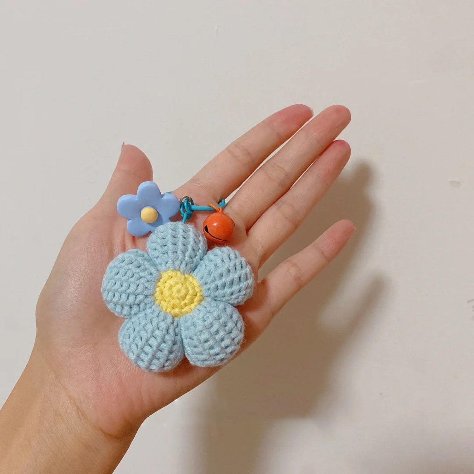 Crochet Flower Keychain Handmade Keyring Cute Style Kawaii Keychain ...