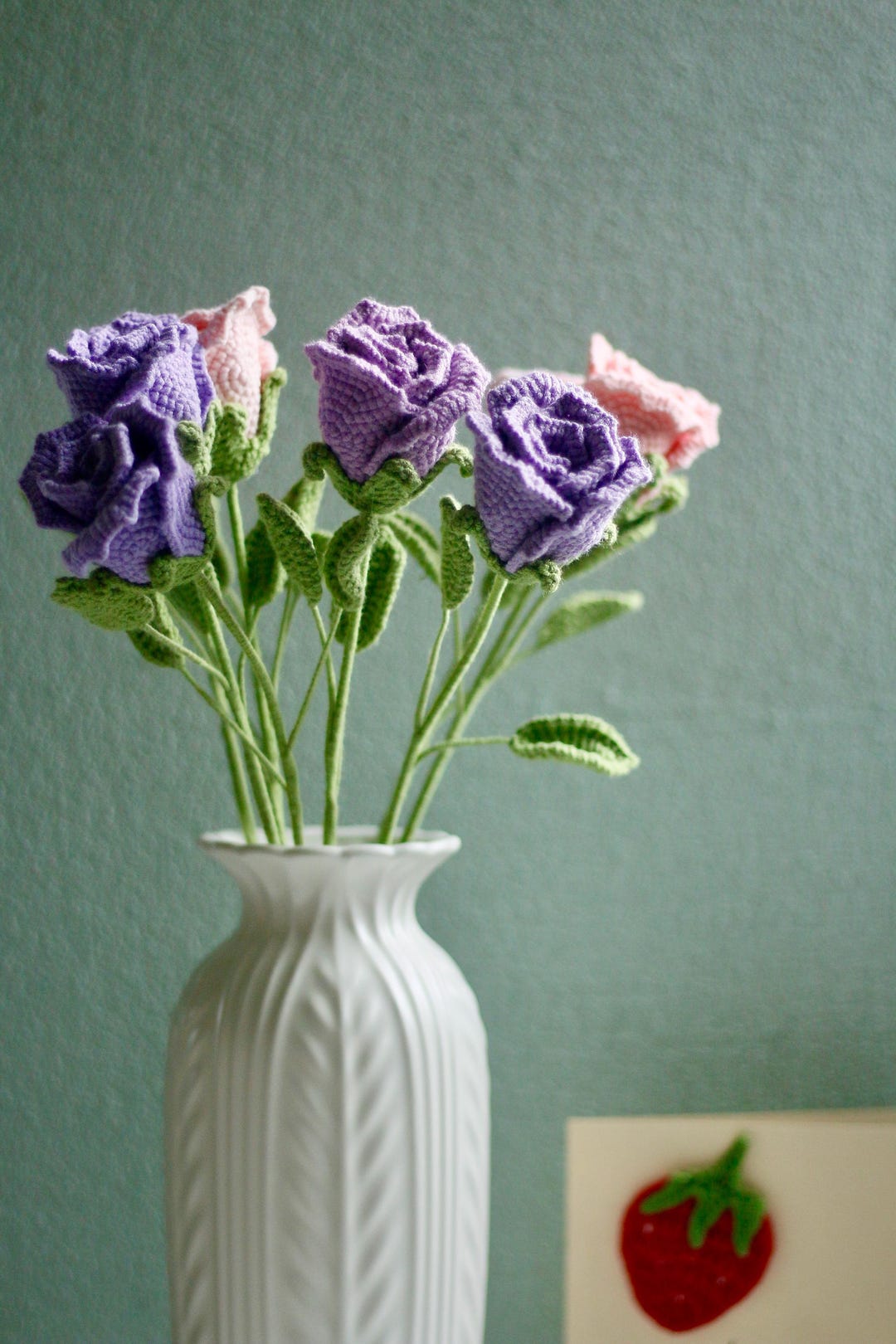 8 Handmade Roses Flower Bouquet Gift for Her Home Decor Crochet Flower ...