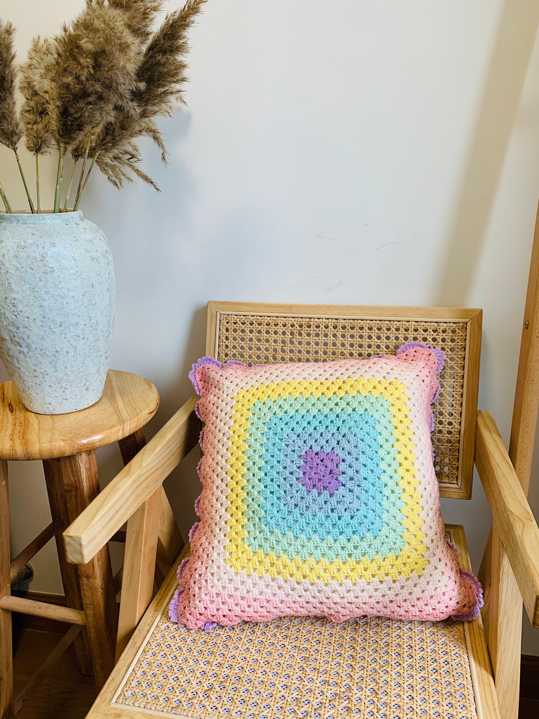 Knit Fish Scale Pillow Case Granny Square Cushion Cover - Etsy