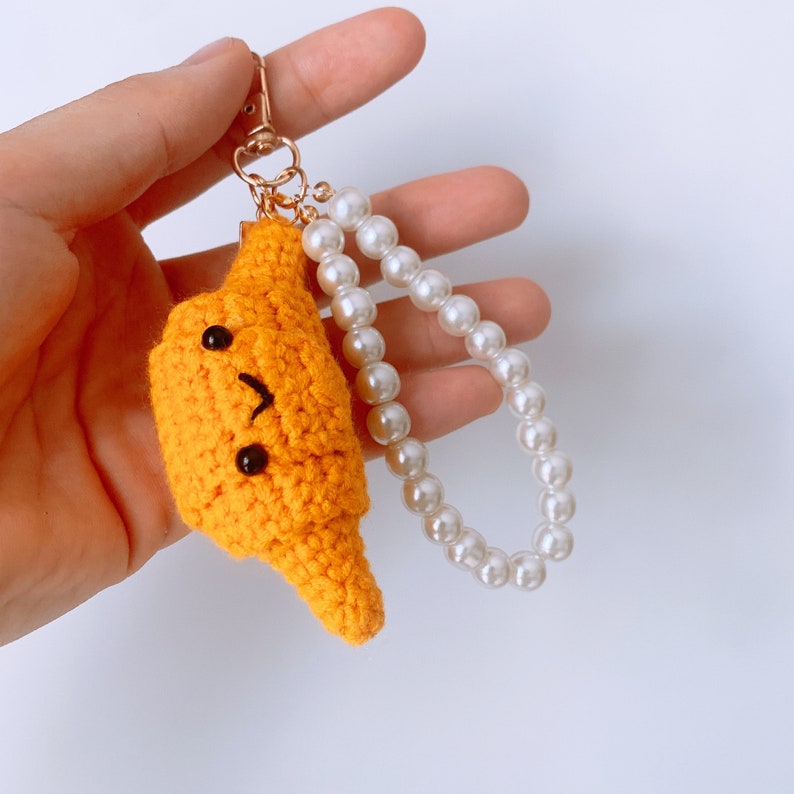 Crochet Croissant Keychain Food Keychain Handmade Keychain and Bag ...