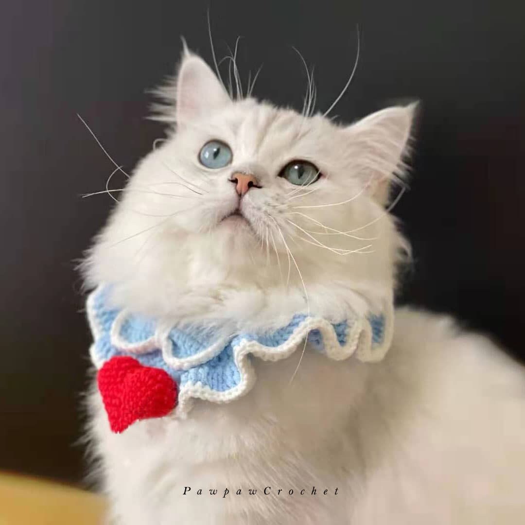 Crochet Cat Collar With Love Bow Knit Cat Collar Tie up Pet | Etsy
