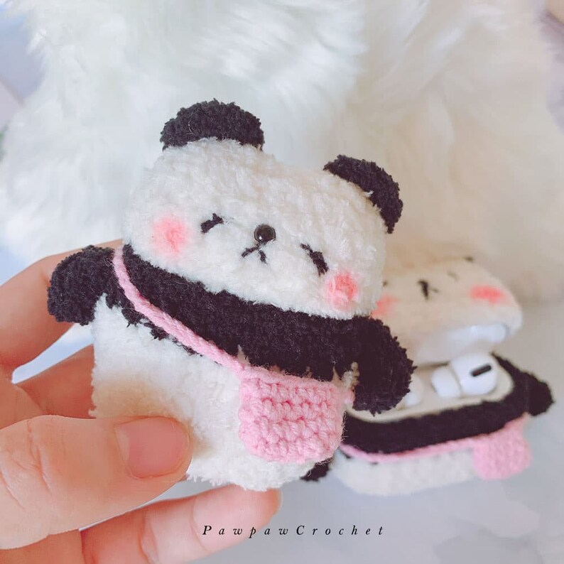 Fluffy Panda Airpods Case Funny Crochet Airpods Case Animal | Etsy
