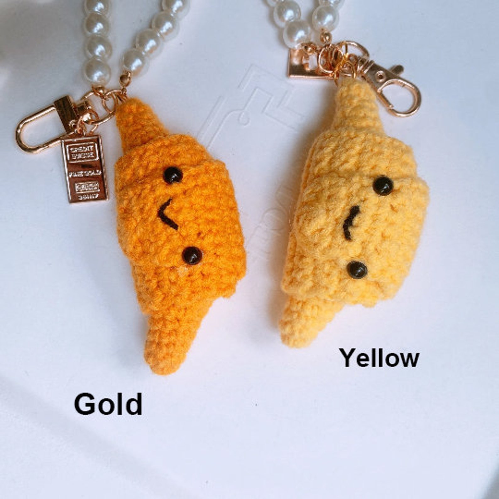 Crochet Croissant Keychain Food Keychain Handmade Keychain and Bag ...