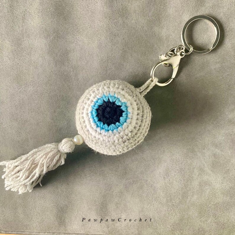 Crochet Keychain Evil Eye Keychain Unique Keychains Cute - Etsy