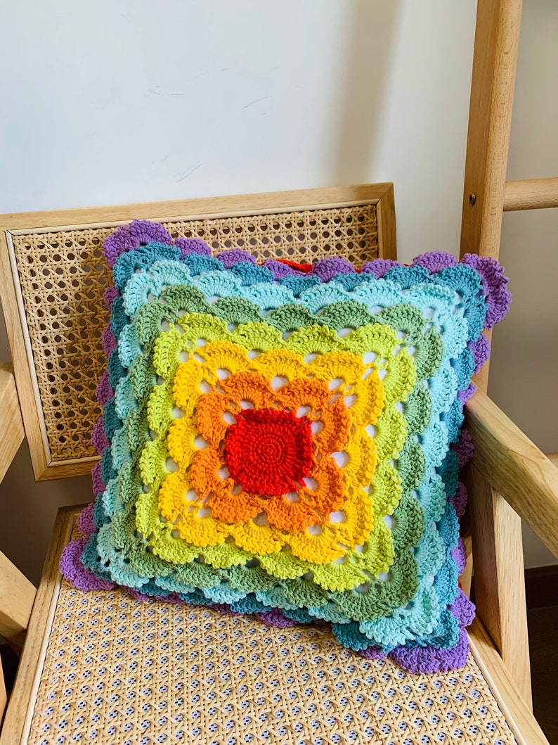 Knit Fish Scale Pillow Case Granny Square Cushion Cover - Etsy