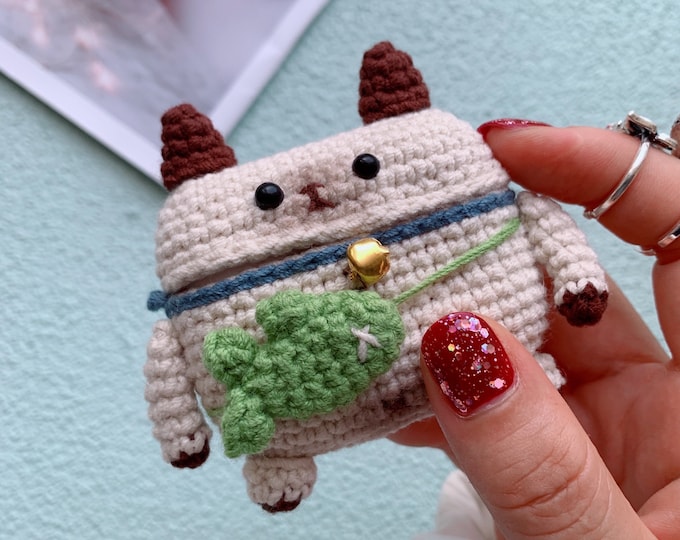 Crochet Cat AirPod Case | Cute Black White Plush Cat Handmade Airpods ...