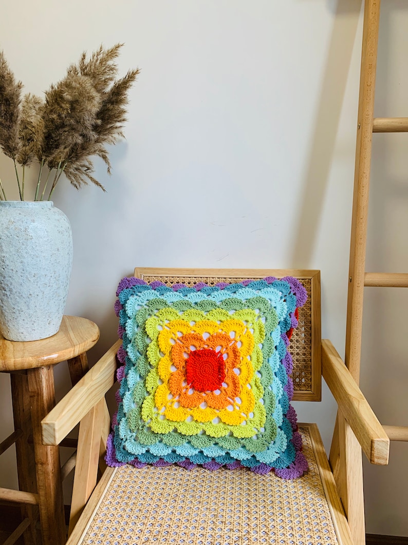 Knit Fish Scale Pillow Case Granny Square Cushion Cover - Etsy