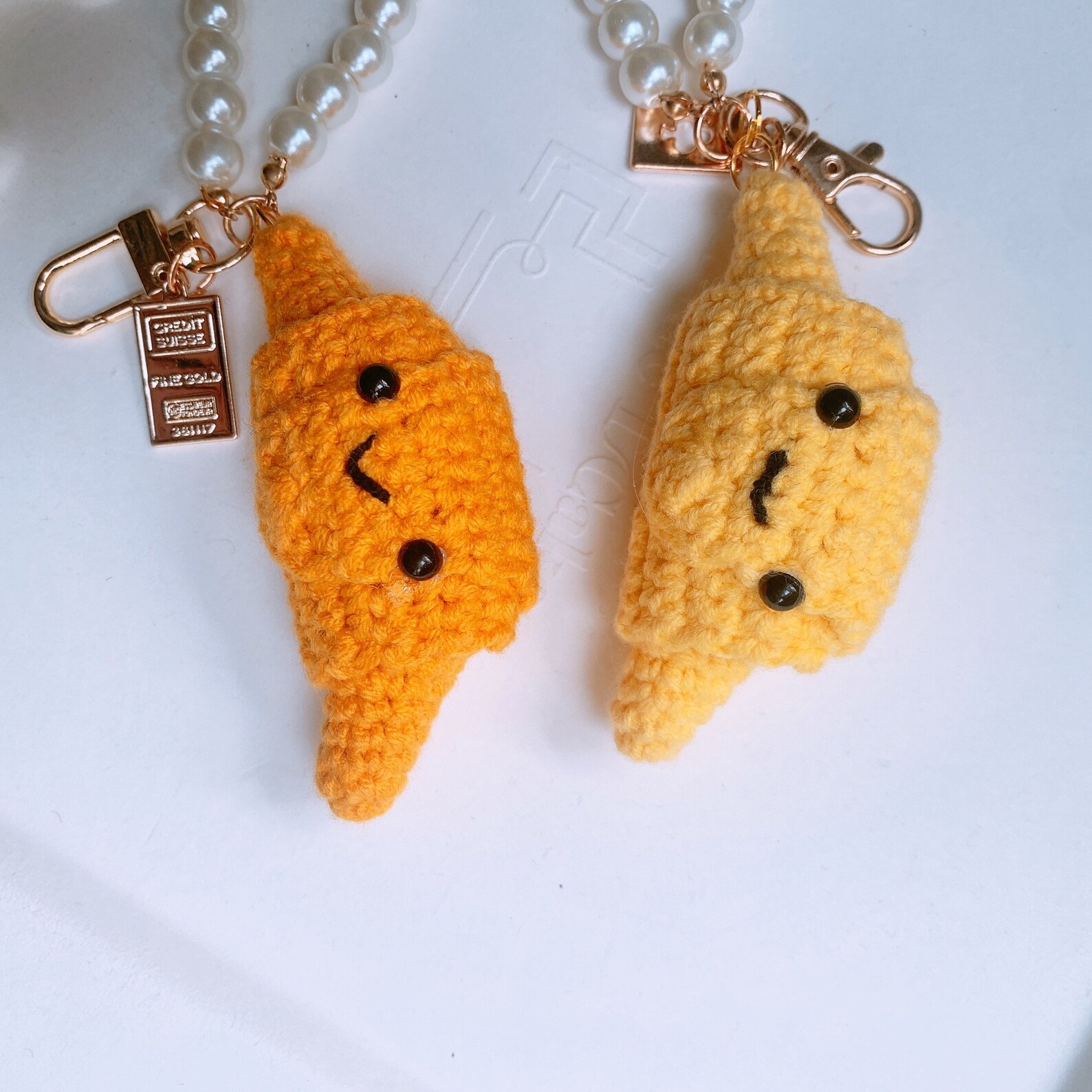 Crochet Croissant Keychain Food Keychain Handmade Keychain and Bag ...