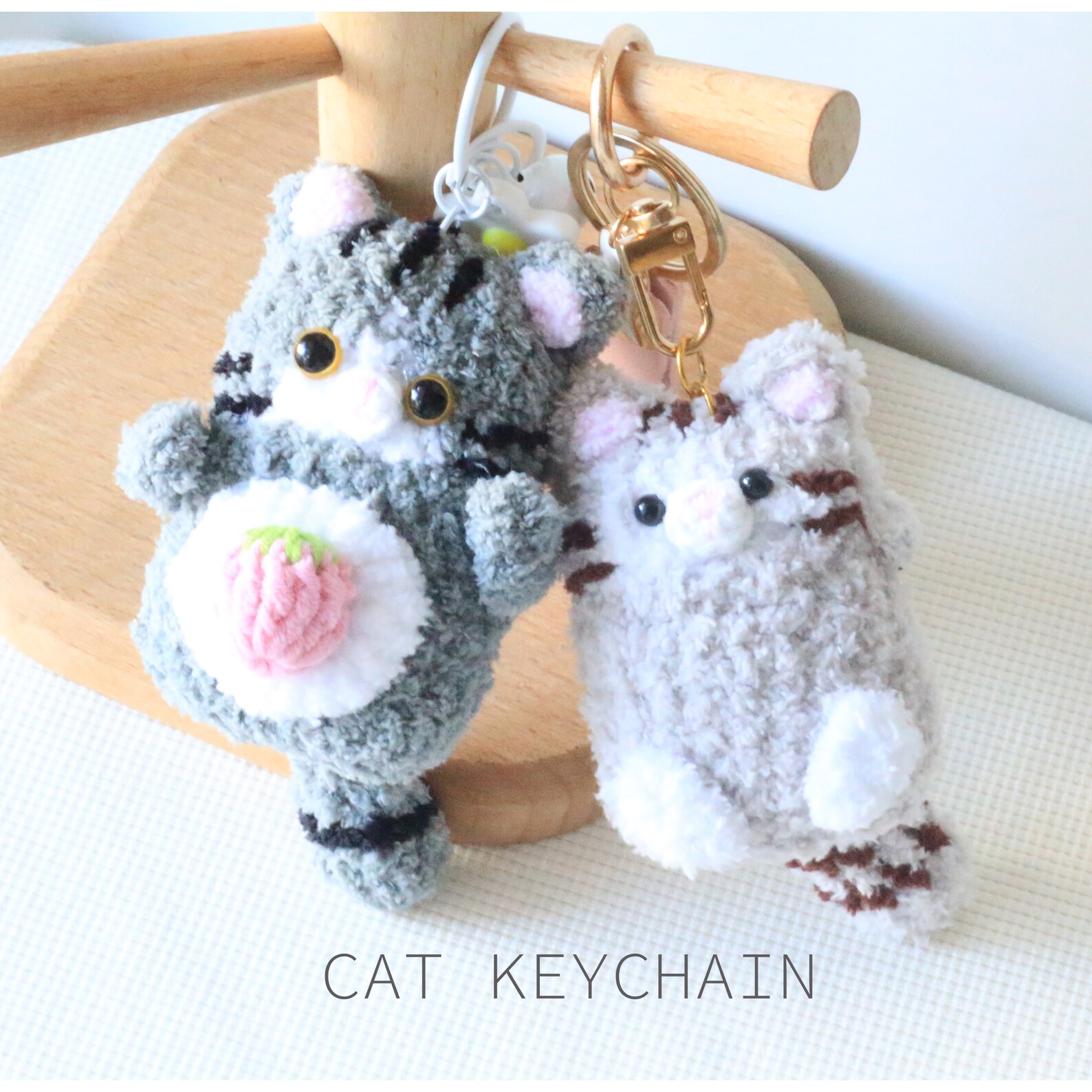 Cute Cat Keychain Handmade Dolls Keyring Animal Keychain - Etsy