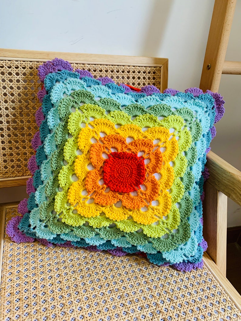 Knit Fish Scale Pillow Case Granny Square Cushion Cover - Etsy