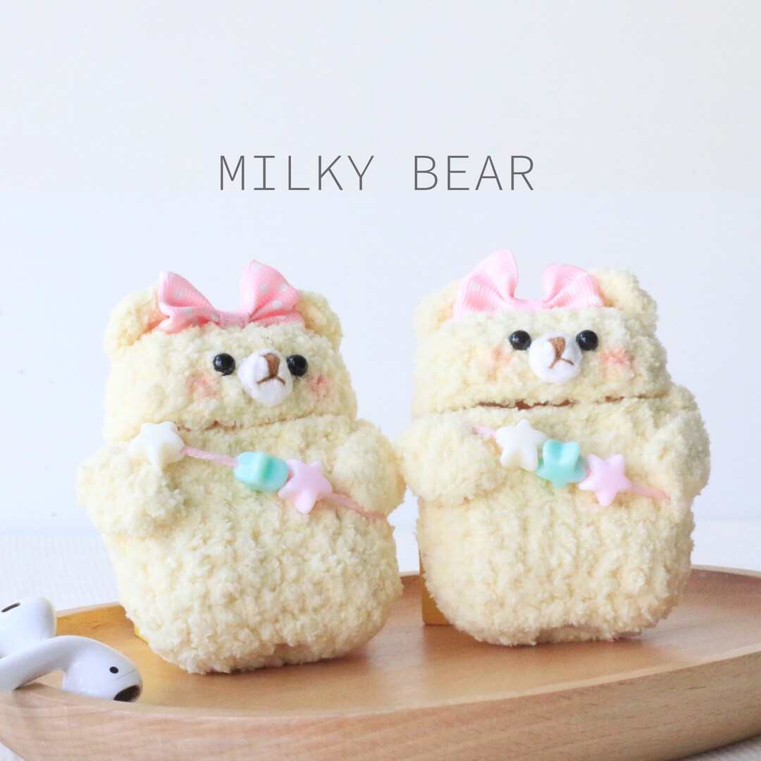 Crochet Fluffy Bear Airpod Case Plush Airpods Pro Case Pink - Etsy