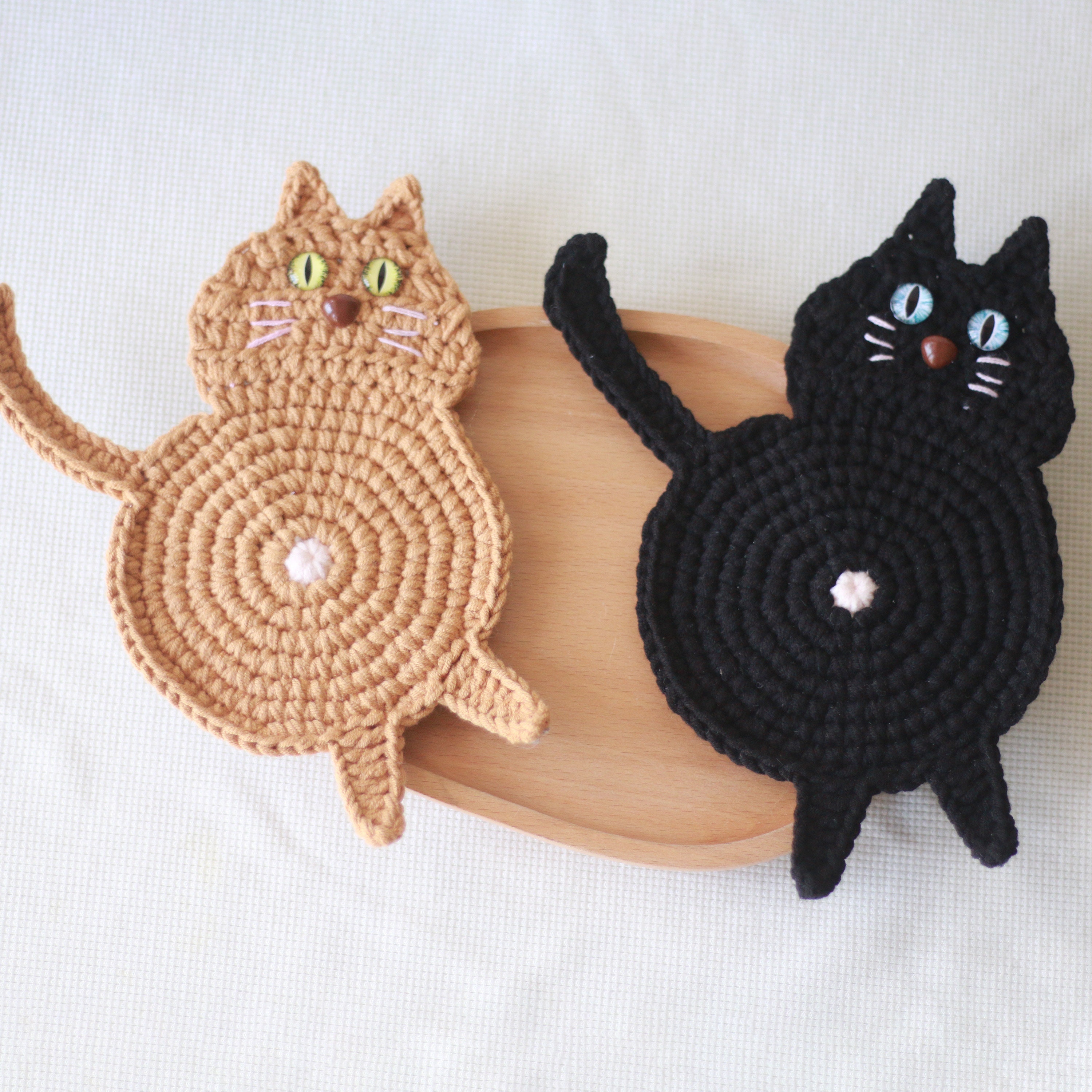 Cat Coasters Set Crochet Coasters Cat Coasters Modern Coasters - Etsy