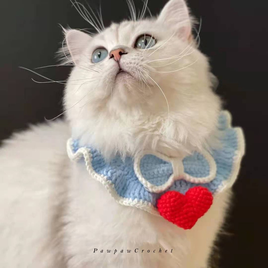 Crochet Cat Collar With Love Bow Knit Cat Collar Tie up Pet | Etsy