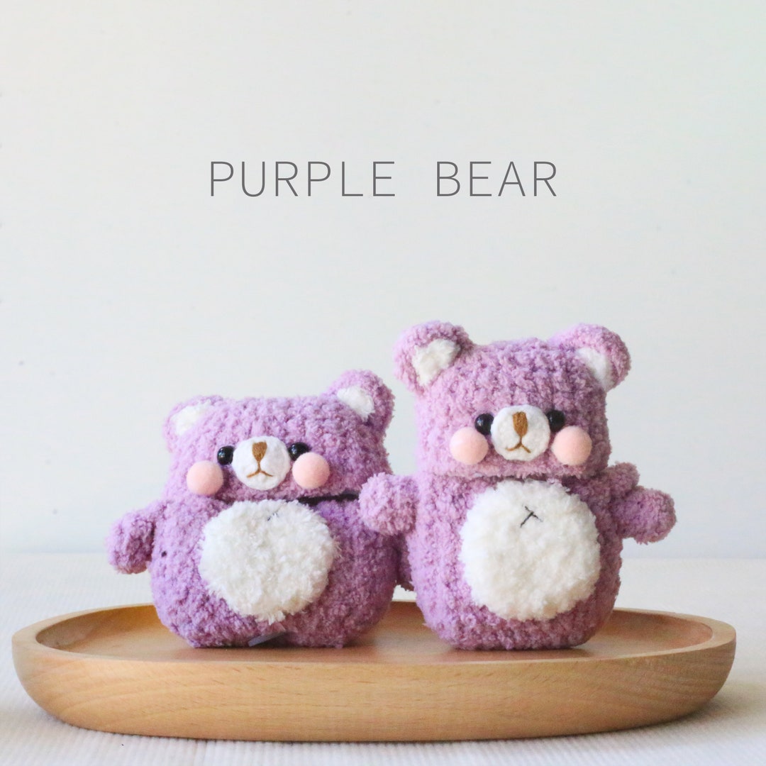 Crochet Purple Bear AirPod Case Plush Airpods Pro Case Cute AirPod ...