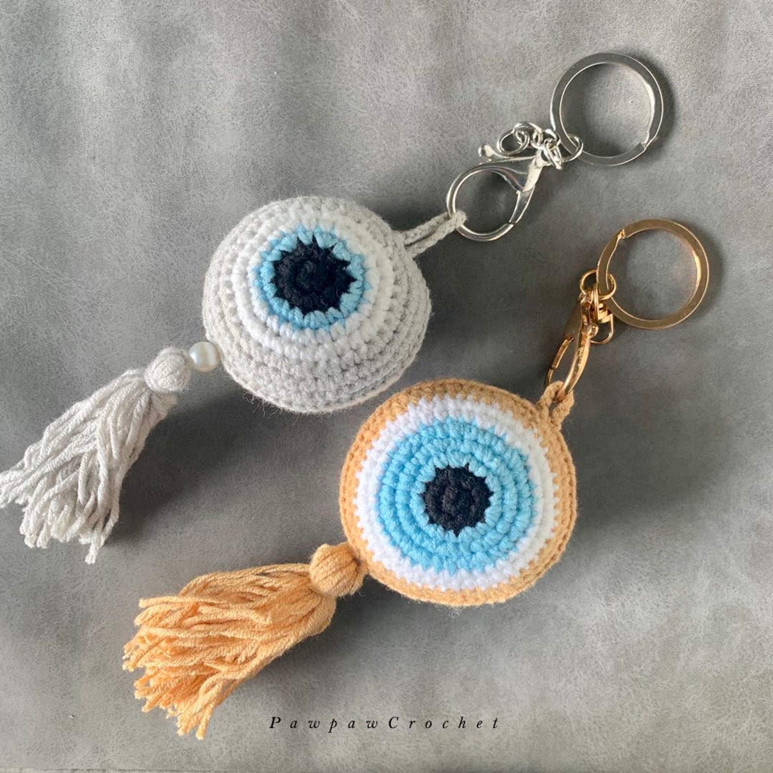 Crochet Keychain Evil Eye Keychain Unique Keychains Cute - Etsy