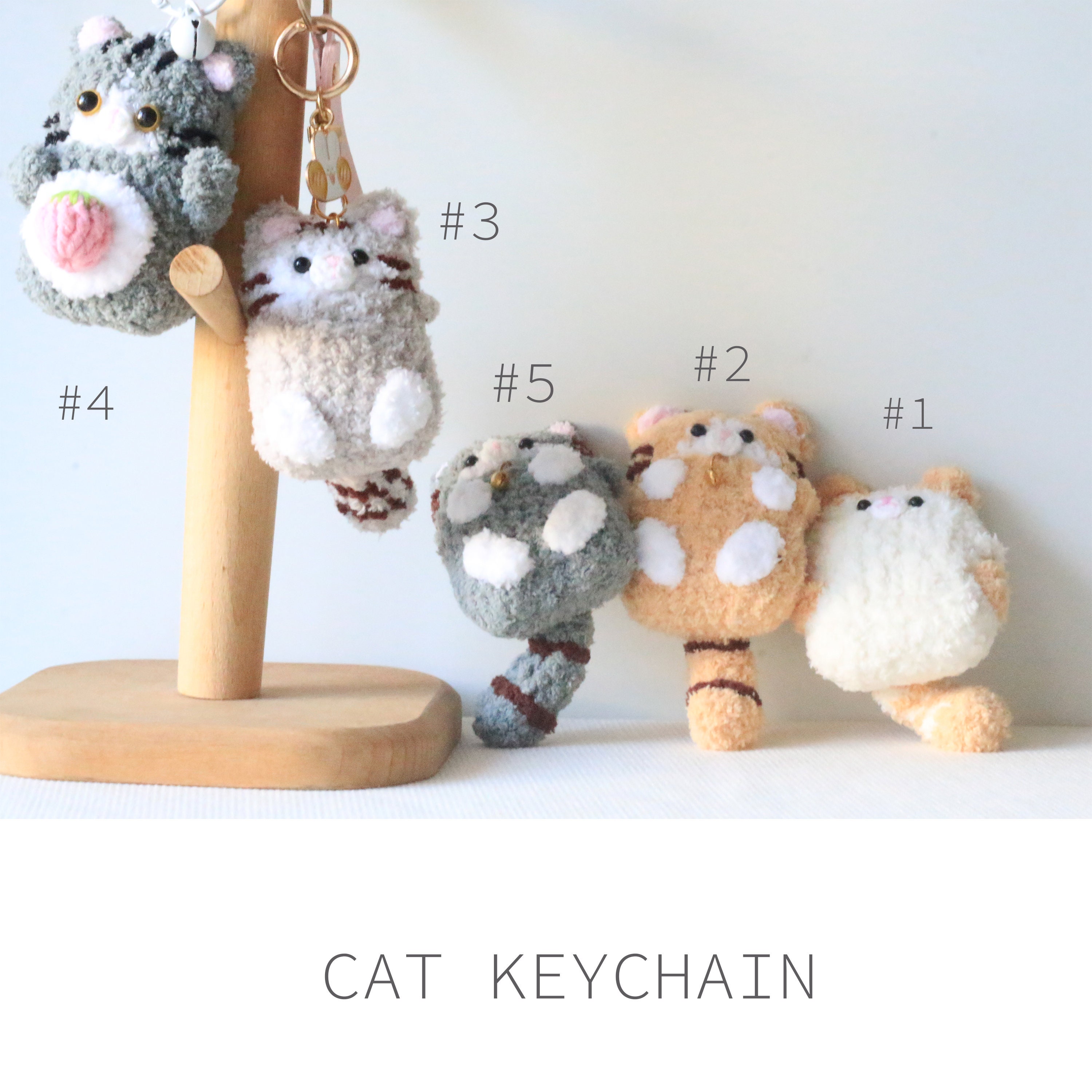 Cute Cat Keychain Handmade Dolls Keyring Animal Keychain - Etsy