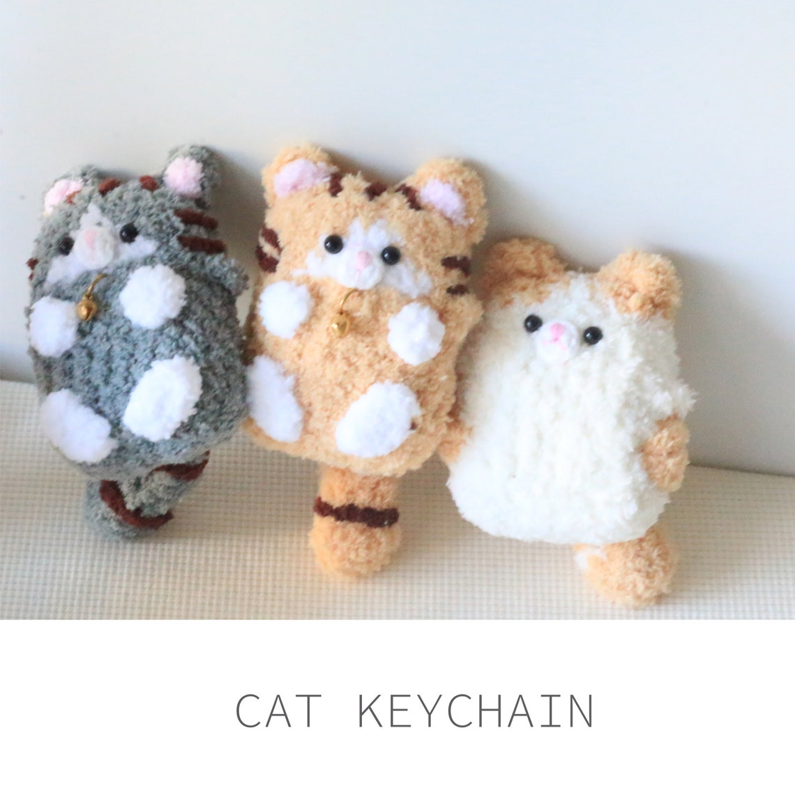 Cute Cat Keychain Handmade Dolls Keyring Animal Keychain - Etsy
