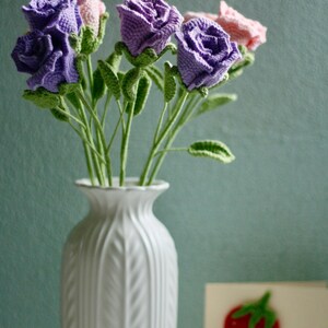 8 Handmade Roses Flower Bouquet Gift for Her Home Decor Crochet Flower ...