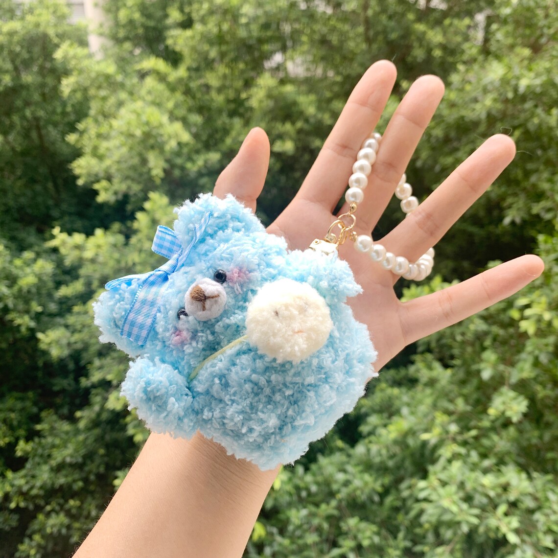 Crochet Blue Fluffy Bear Airpod Case Plush Airpods Pro Case - Etsy