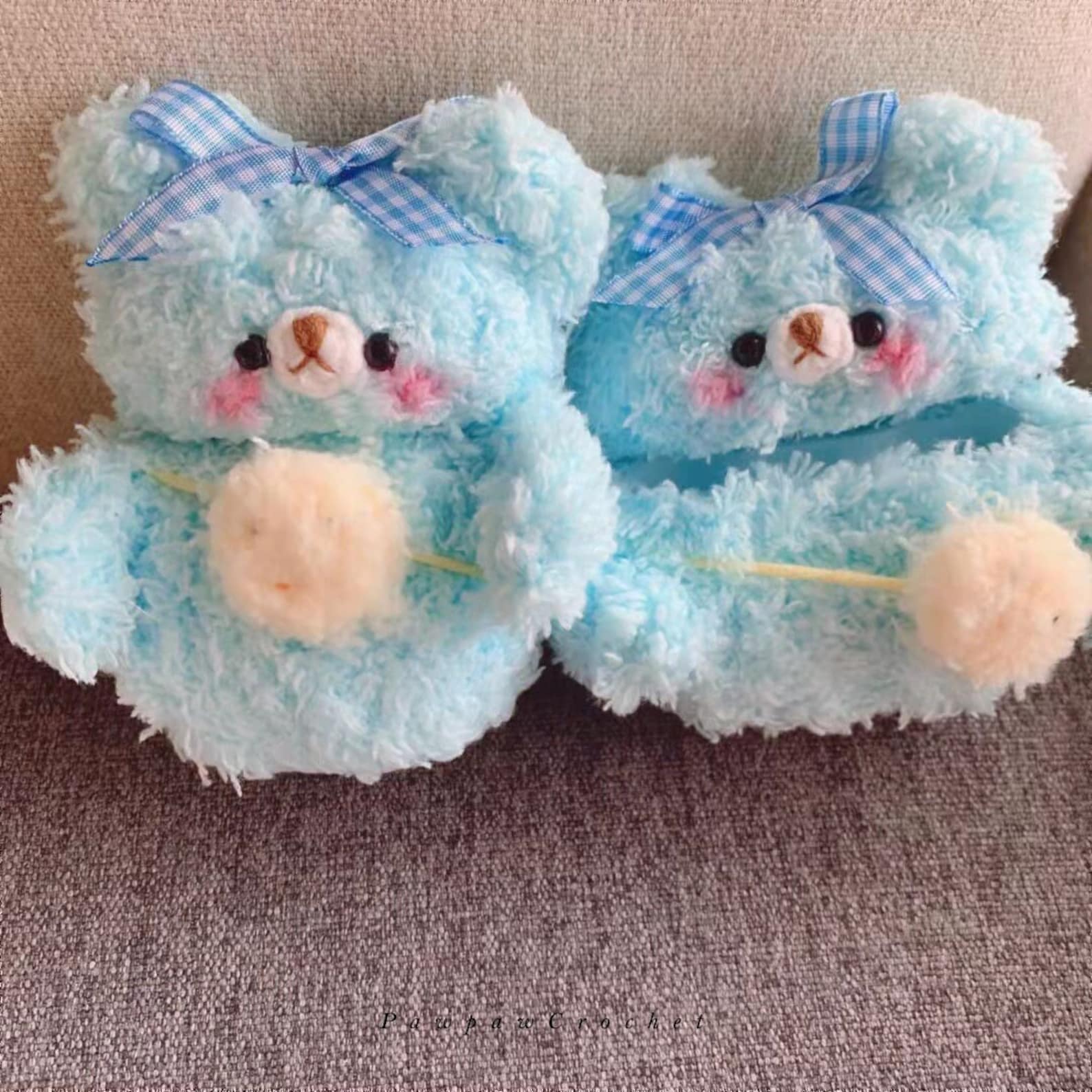 Crochet Blue Fluffy Bear Airpod Case Plush Airpods Pro Case | Etsy
