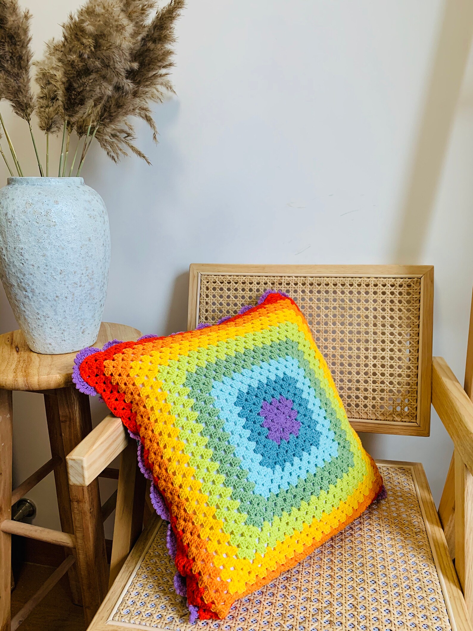 Knit Fish Scale Pillow Case Granny Square Cushion Cover - Etsy