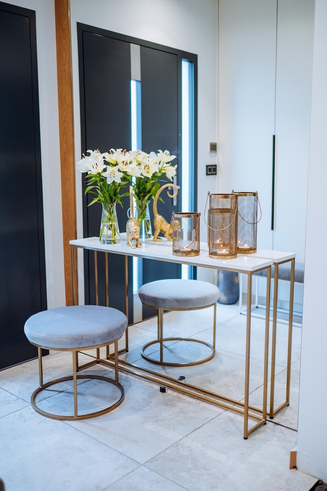 SILVIA Narrow Golden Console, Room Console, Narrow Chest of Drawers ...