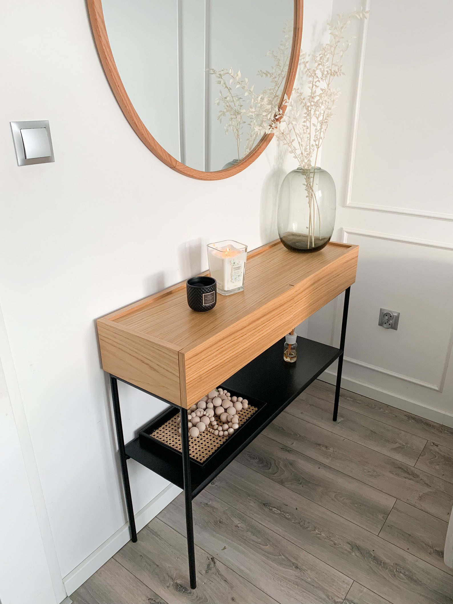 Osaka-console avec tiroirs et étagère en métal, commode, coiffeuse ...