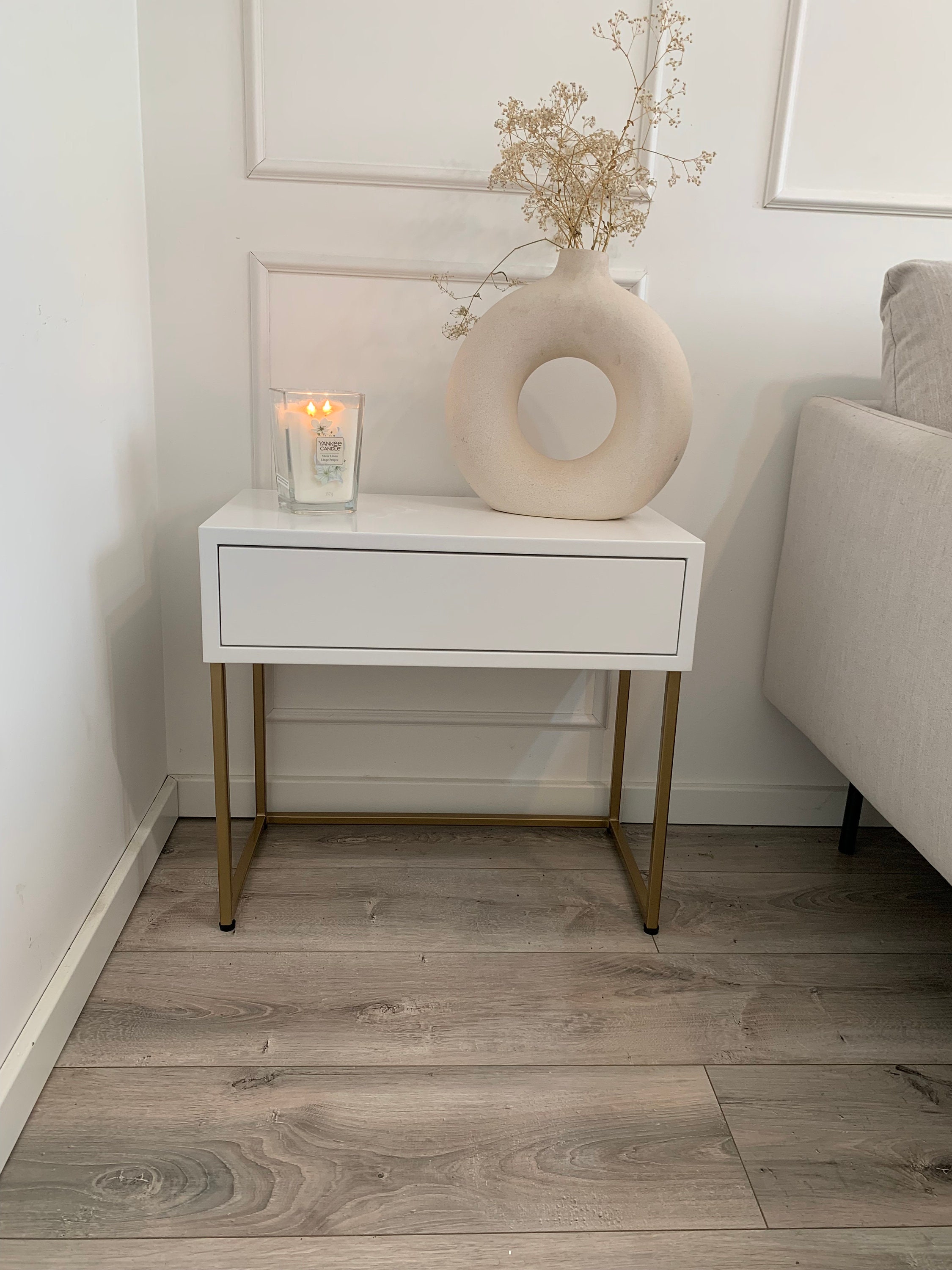Cameron Bedside Table With Drawer Bedside Table Shelf Living Room Bedroom Matt White Table Etsy