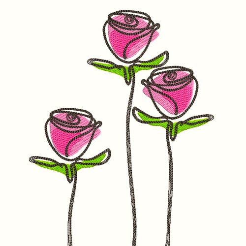 Machine Embroidery Design Small Curved Border of Roses. - Etsy