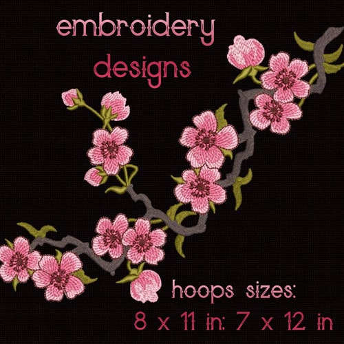 Sakura Tree Branch Machine Embroidery Design Sakura Flowers | Etsy