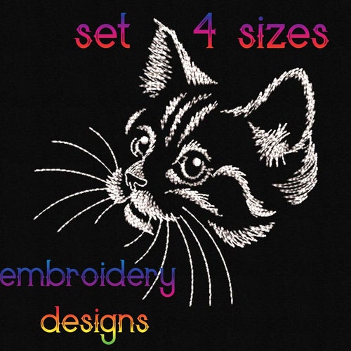 Cute Cat Machine Embroidery Designs Animals Embroidery Home - Etsy