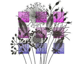 One Color Flower Embroidery Design - Etsy