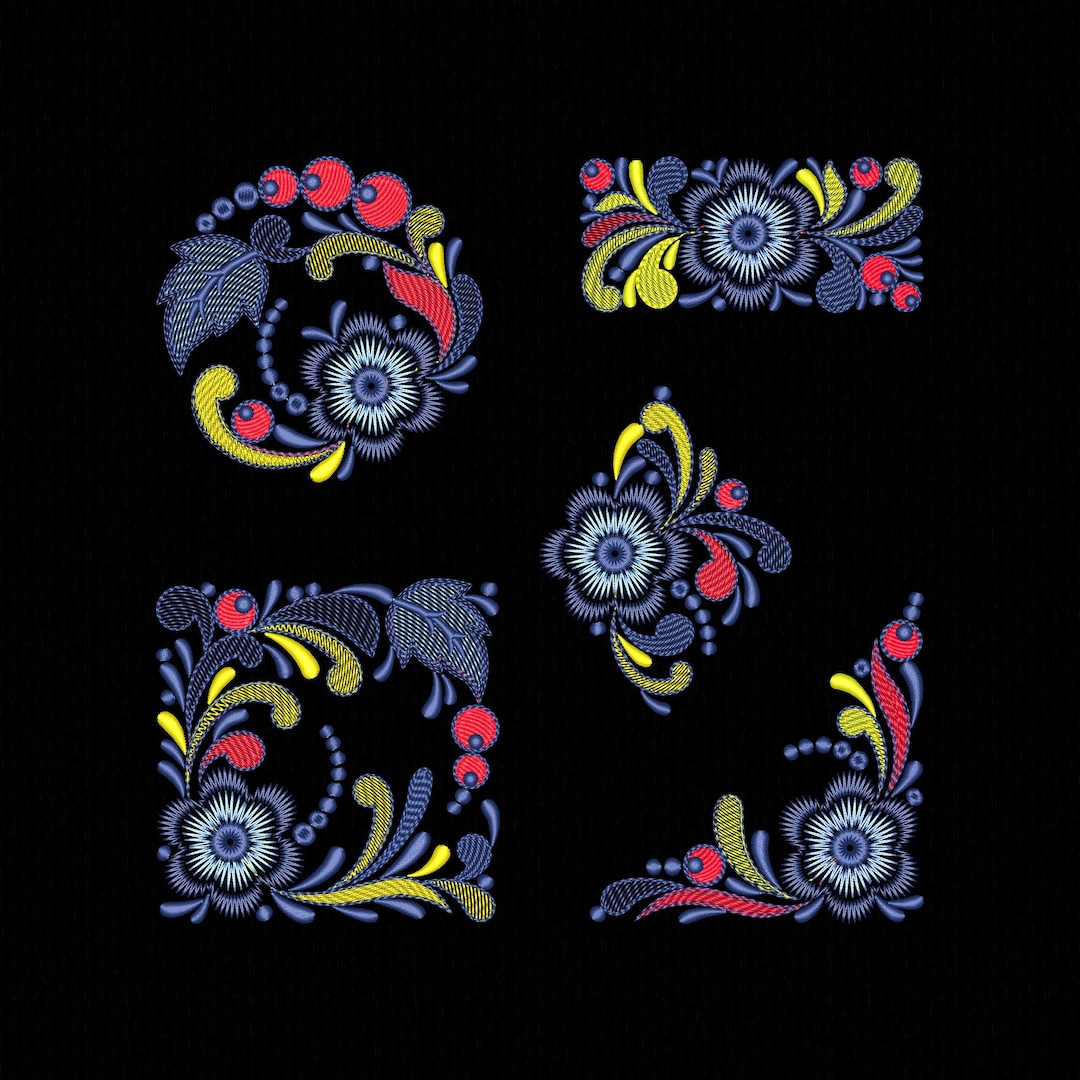 Machine Embroidery Designs Set | 4x4 Hoop File | Ornaments & Flowers ...