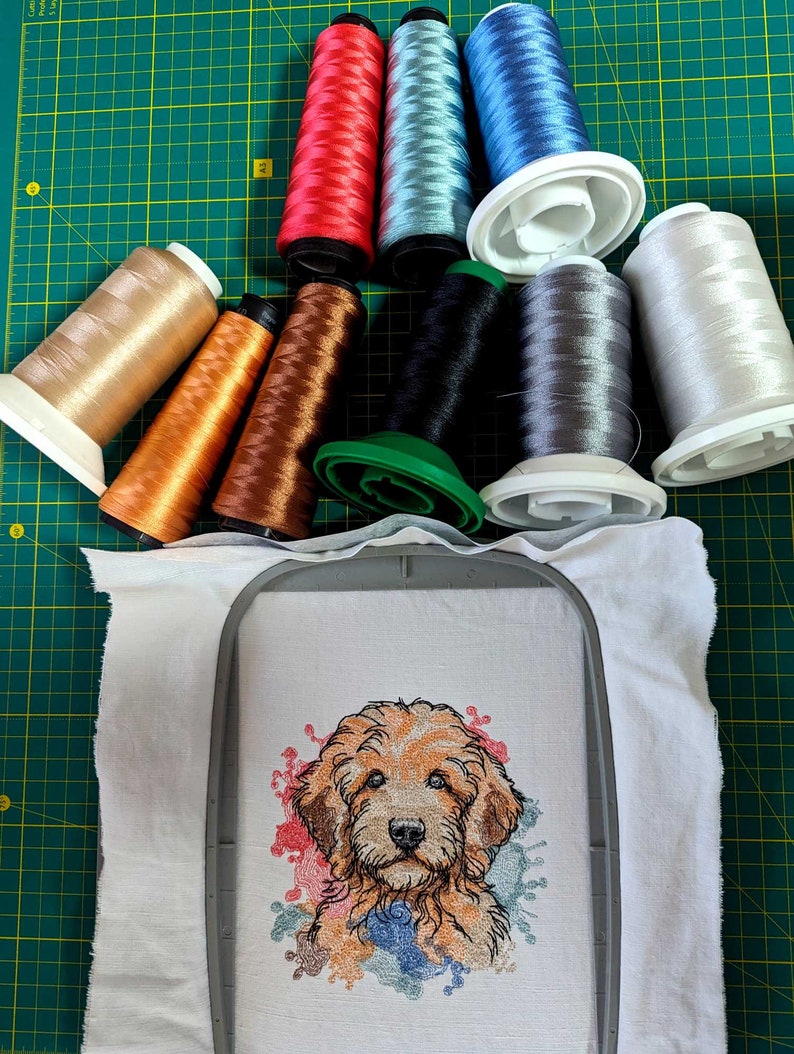 Goldendoodle Embroidery Design | Watercolor Puppy Pattern | 5x7 Hoop ...