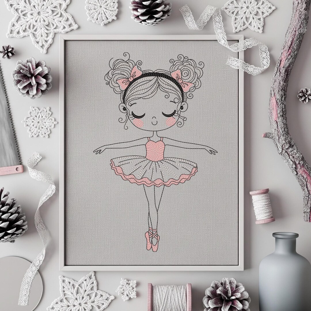 Ballerina Embroidery Design 5x7 Hoop | Little Dancer Digital Machine ...