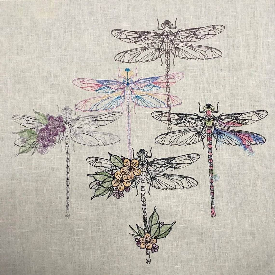 Embroidery Designs Flowers Embroidery Design Dragonfly | Etsy
