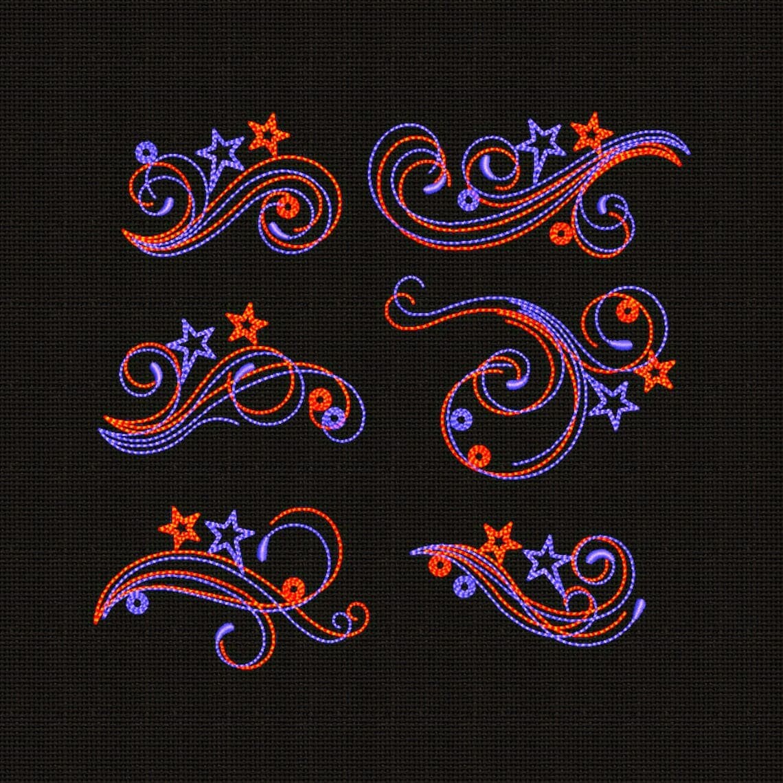 Embroidery Designs Swirls Embroidery Design Stars | Etsy