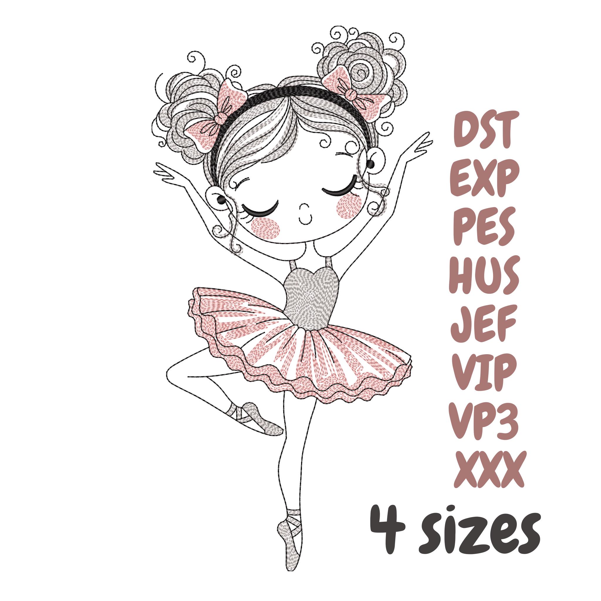 Ballerina Machine Embroidery Design Digital File | 5x7 Hoop | Little ...