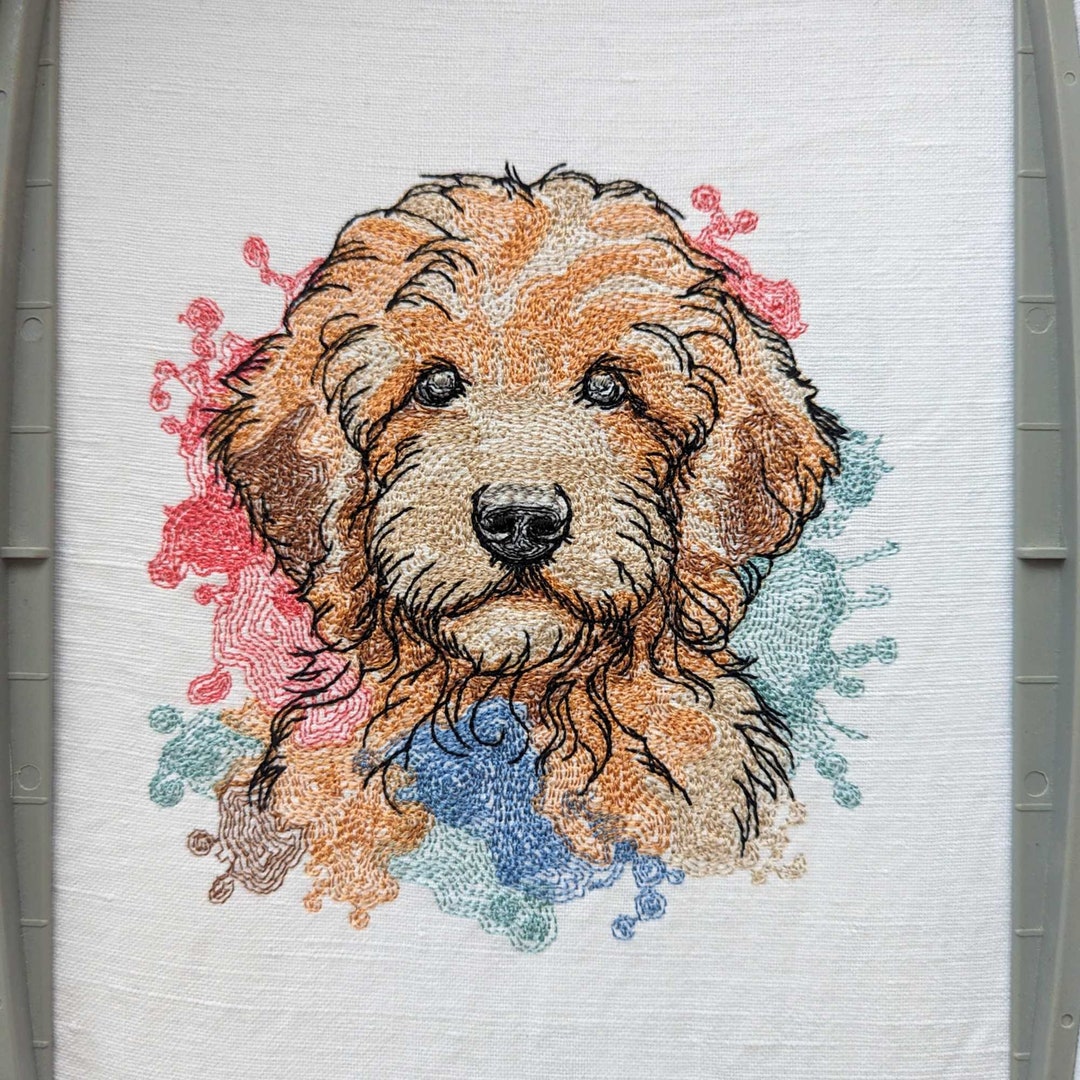 Goldendoodle Embroidery Design | Watercolor Puppy Pattern | 5x7 Hoop ...