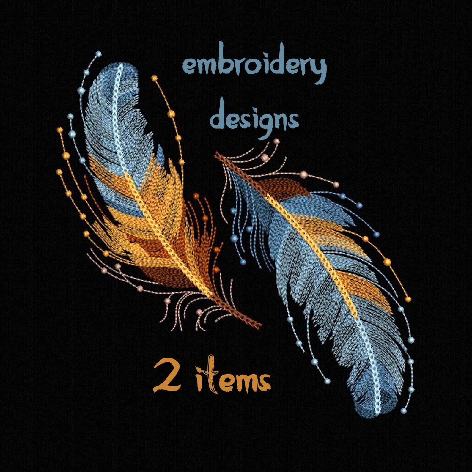 Boho Feather Embroidery Design Set | Elegant Linework Digital File ...